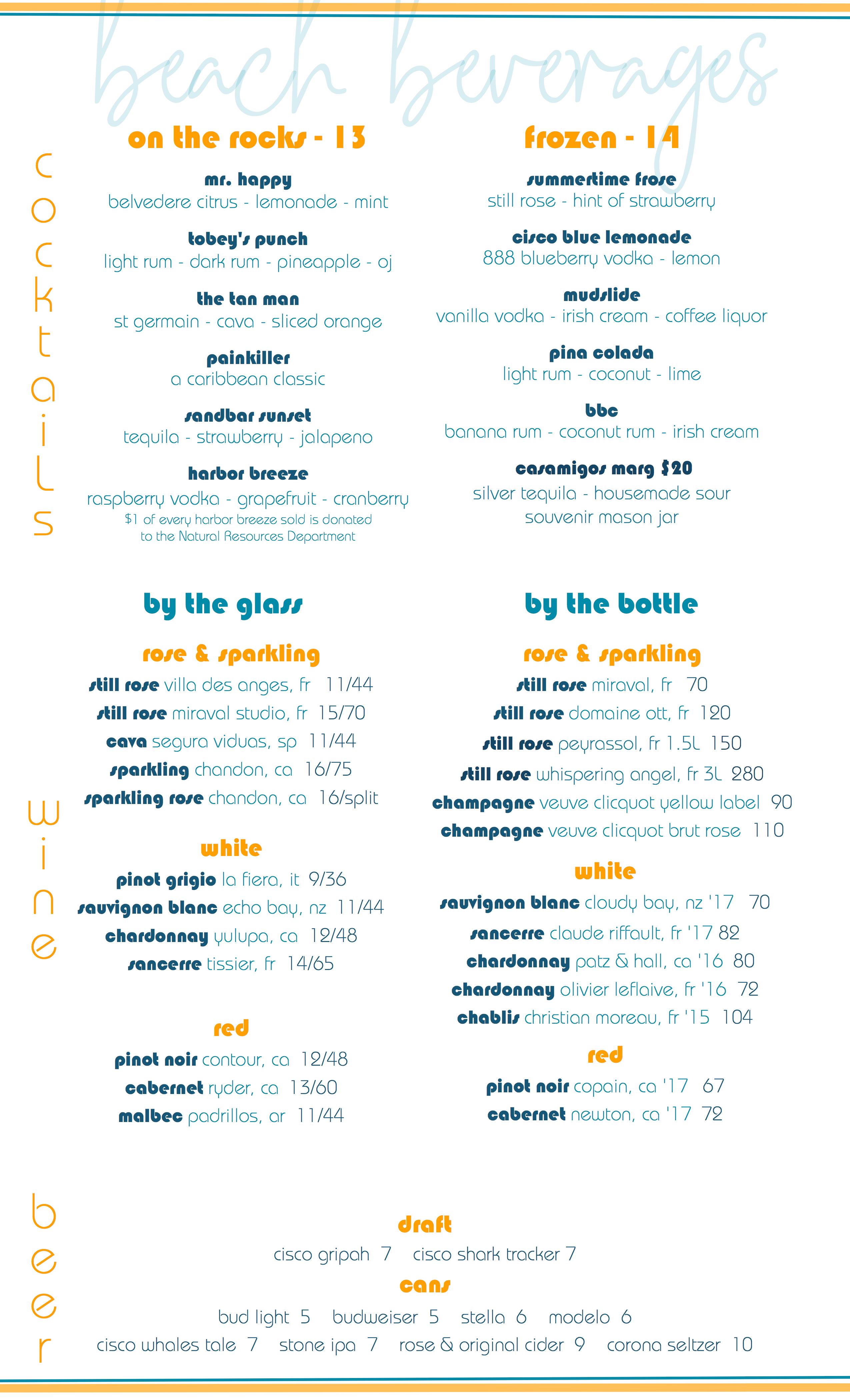 Menus - Sandbar Jetties Beach Bar + Restaurant Nantucket