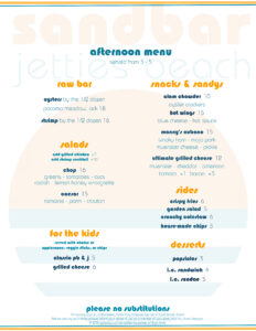 Menus - Sandbar Jetties Beach Bar + Restaurant Nantucket